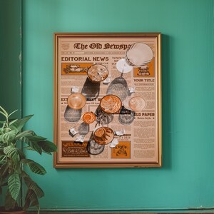 Vintage Glassware Newspaper Poster: Retro Still Life Art Print - Etsy