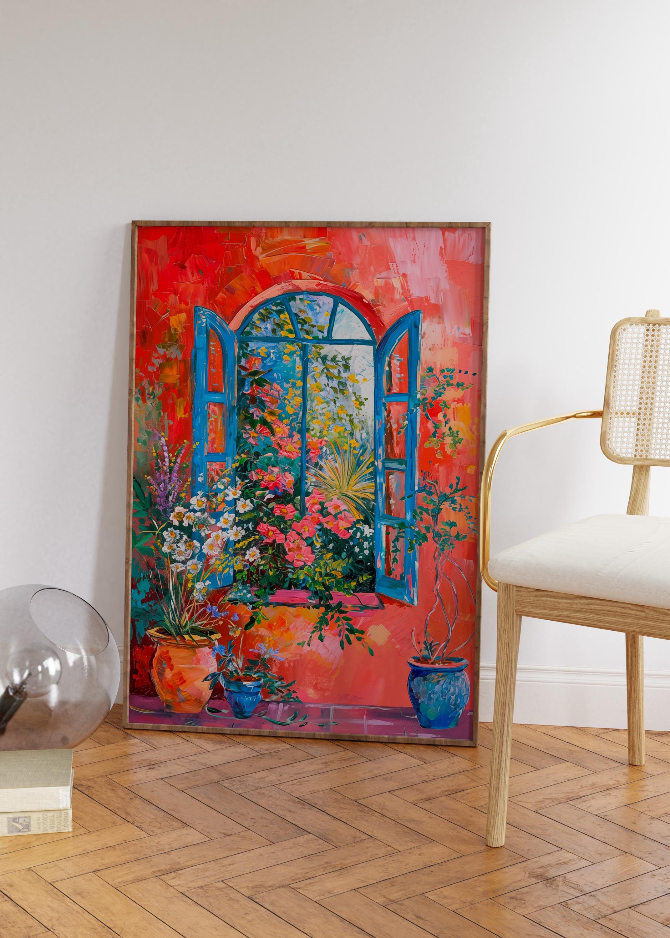 Floral Window Art Print: Colorful Retro Home Decor (digital Download ...