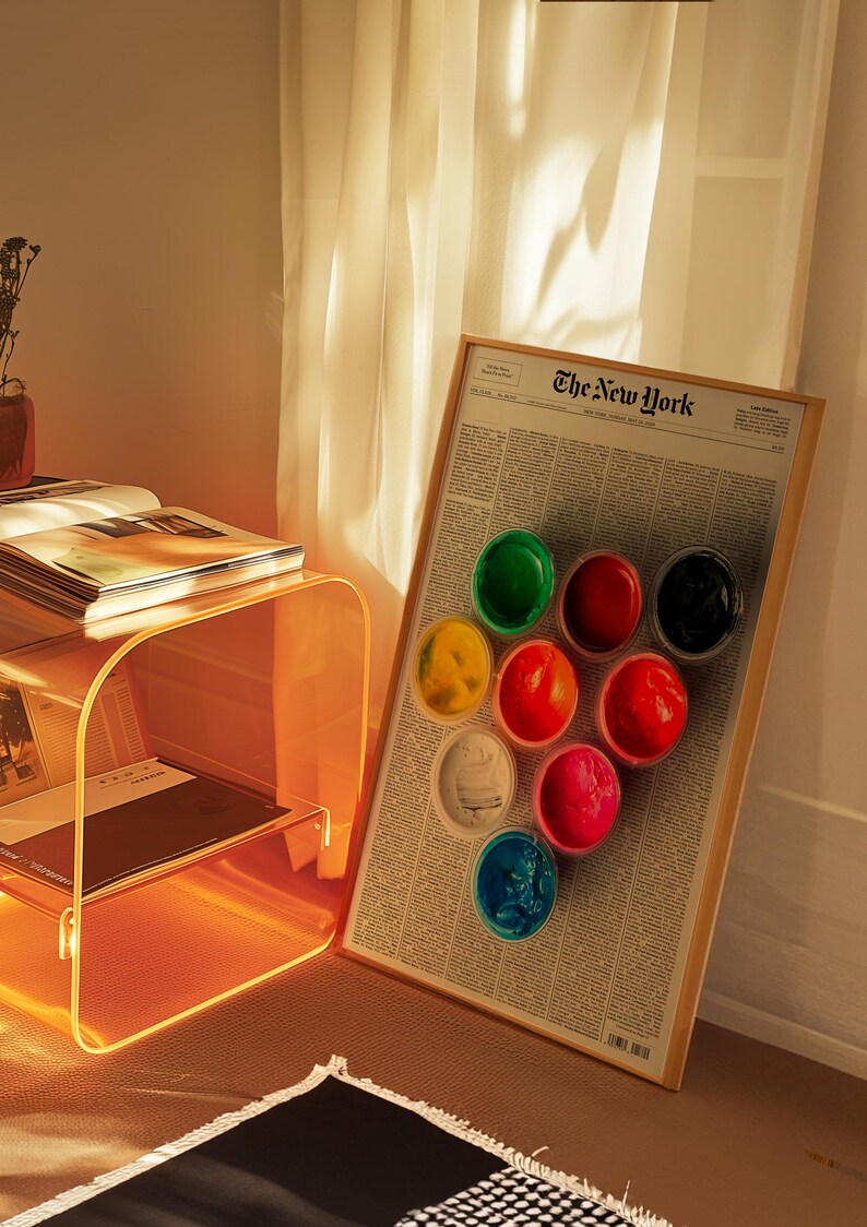 Retro Newspaper Pop Art Print: Bold Color Studio Decor (digital ...