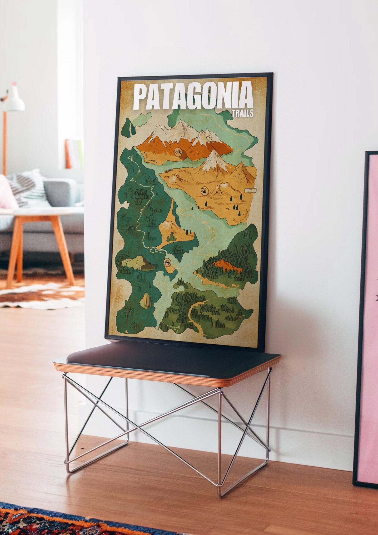 Patagonia Trails Map Poster: Vintage Hiking Art (digital Download) - Etsy
