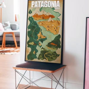 Patagonia Trails Map Poster: Vintage Hiking Art (digital Download) - Etsy
