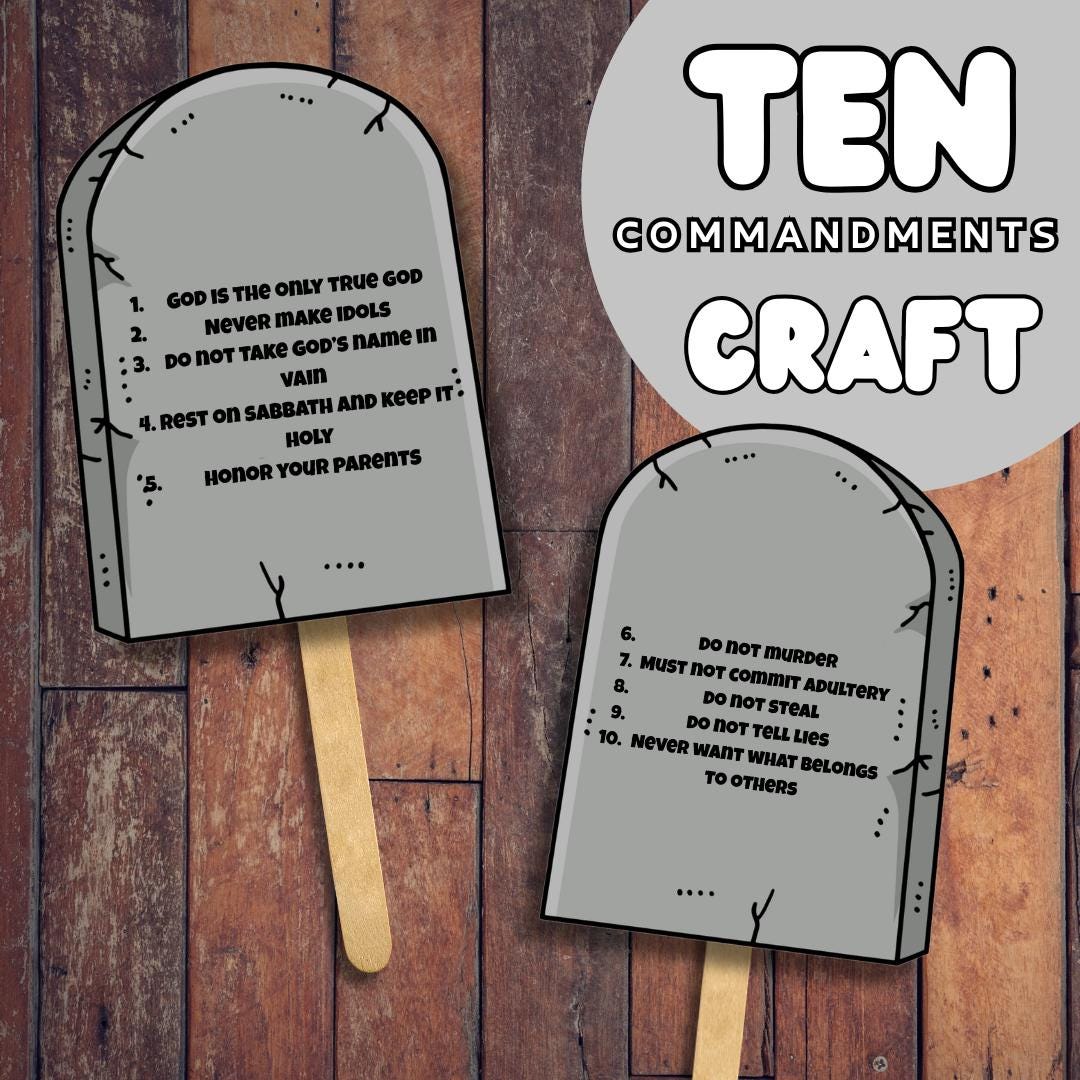 Printable 10 Commandments Kids Craft | DIY Bible Activity With Popsicle ...