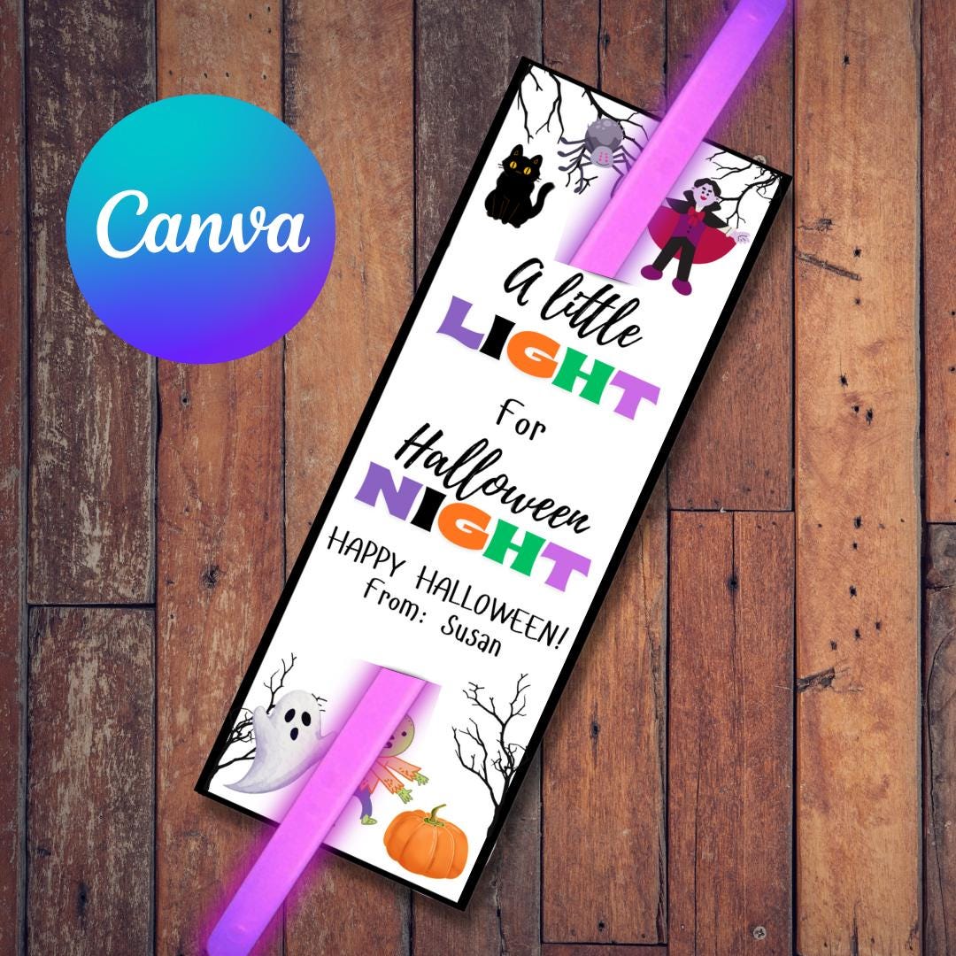 Printable “A Little Light for Halloween Night” Glow Stick Tags ...