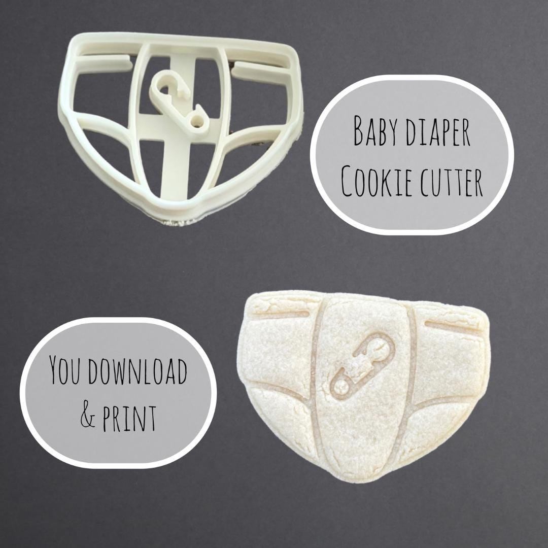 Diaper Cookie Cutter STL File – Digital Download – Baby Shower Cookie ...
