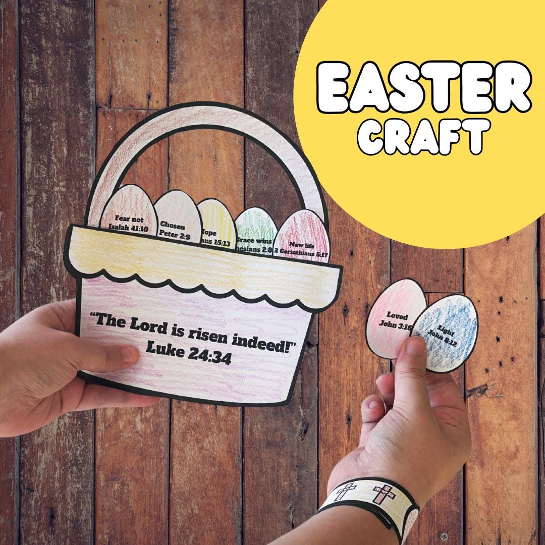 Christian Easter Basket Paper Craft for Kids (printable) | He is Risen ...