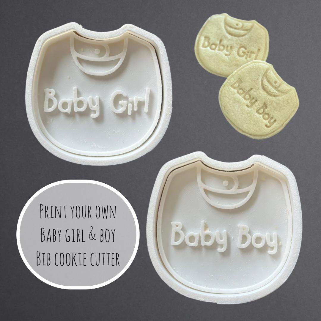 Baby Girl & Boy Bib Cookie Cutter STL Files – Digital Download – Baby ...