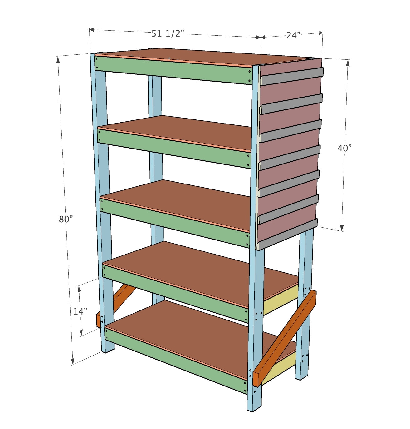 DIY 5-tier Shelving Unit Plans - Written and Video - Etsy