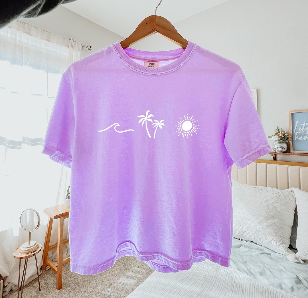 Cropped Ocean Palm Tree Sun Shirt Surfing Vacation T Shirt Summer Beach ...