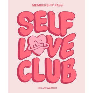 Self Love Club Retro Wall Art Positivity Prints College Dorm Poster ...