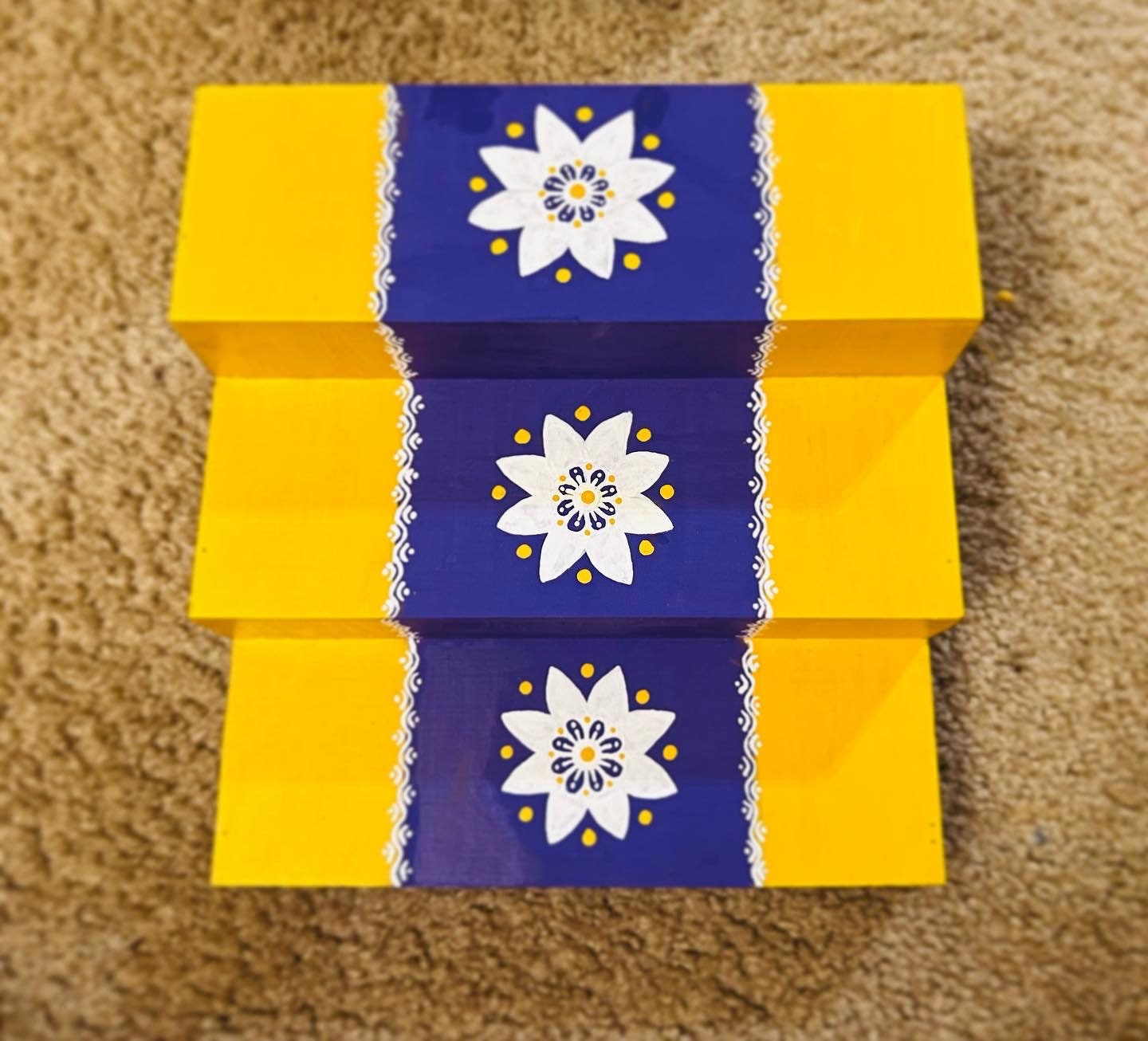 2 Count Kolam Design 3 Step Stool for Pooja (2 Count) | Muggulu | Kolam ...