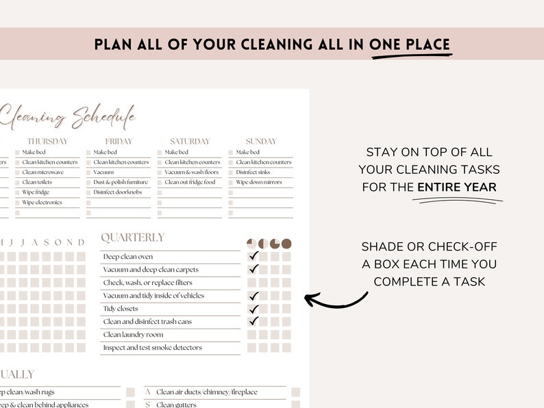 EDITABLE Cleaning Planner, Cleaning Checklist, Cleaning Schedule ...