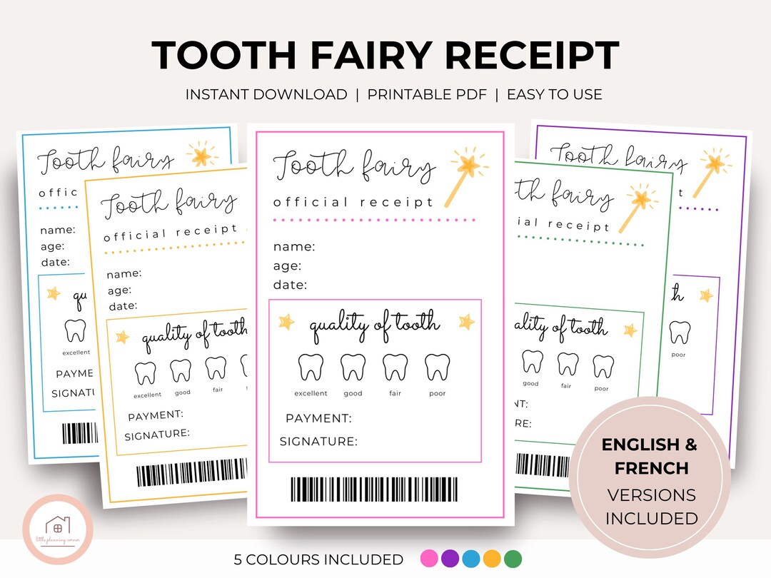 Tooth Fairy Receipt Printable Certificate, First Tooth Lost, Kids Tooth ...