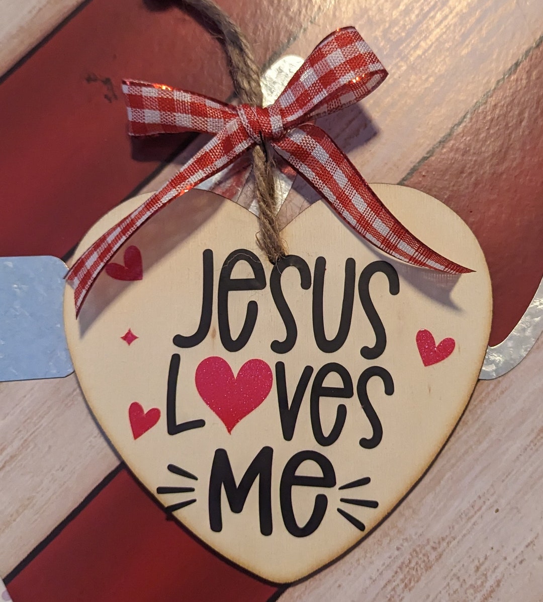 Wood Heart Ornaments, Jesus Loves Me, Valentine's Day Decorations ...