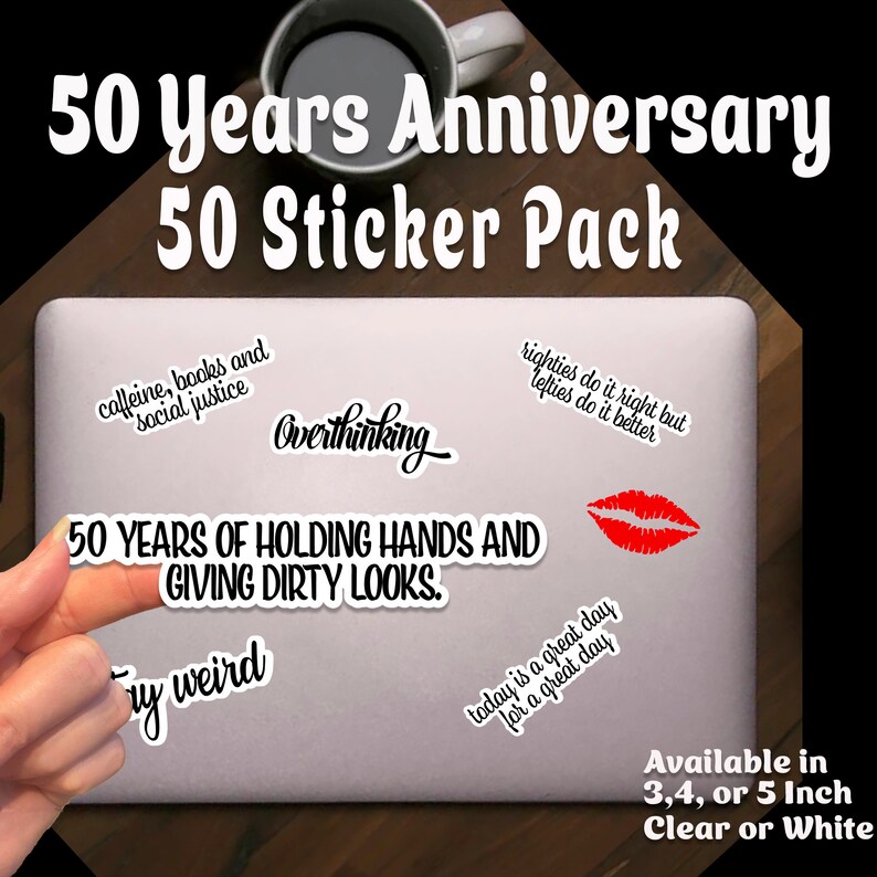 50 Years Anniversary 50 Sticker Pack Text Stickers Sticker Sheet Txt ...