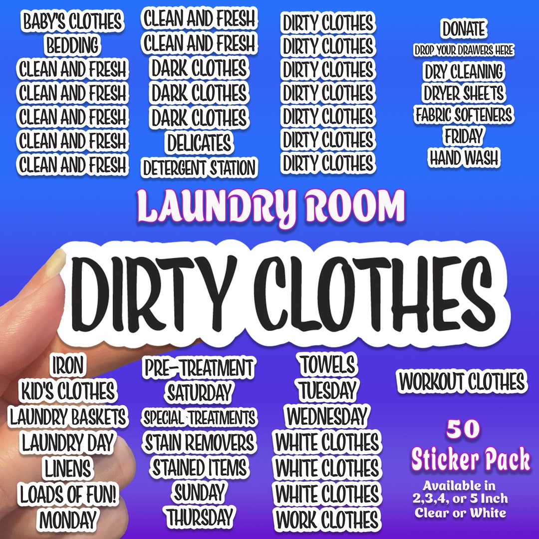 Laundry Room Organizing Labels 50 Sticker Pack Cleaning Organize ...