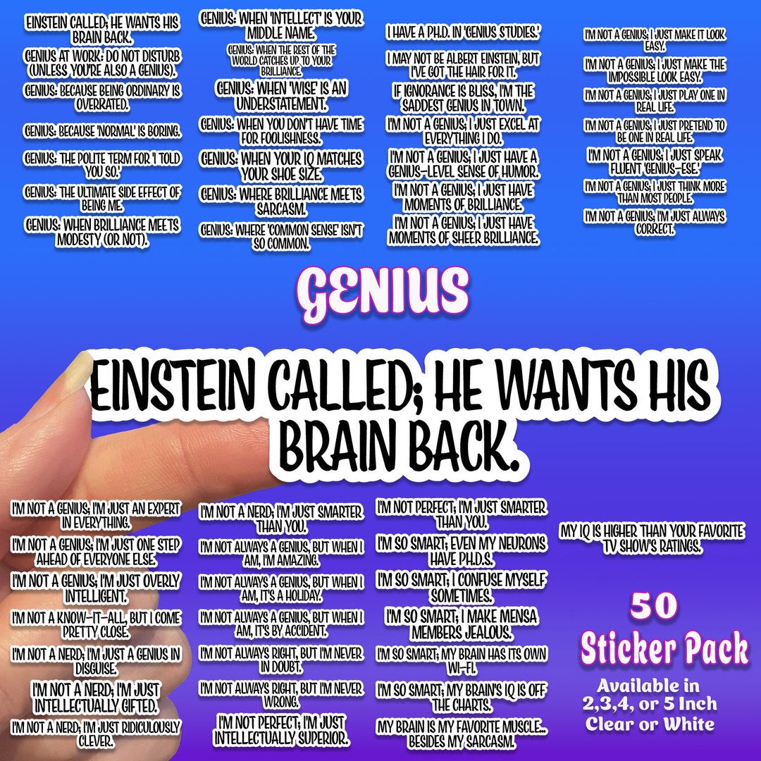 Being Genius 50 Sticker Pack Text Stickers Sticker Sheet Txt Stickers ...