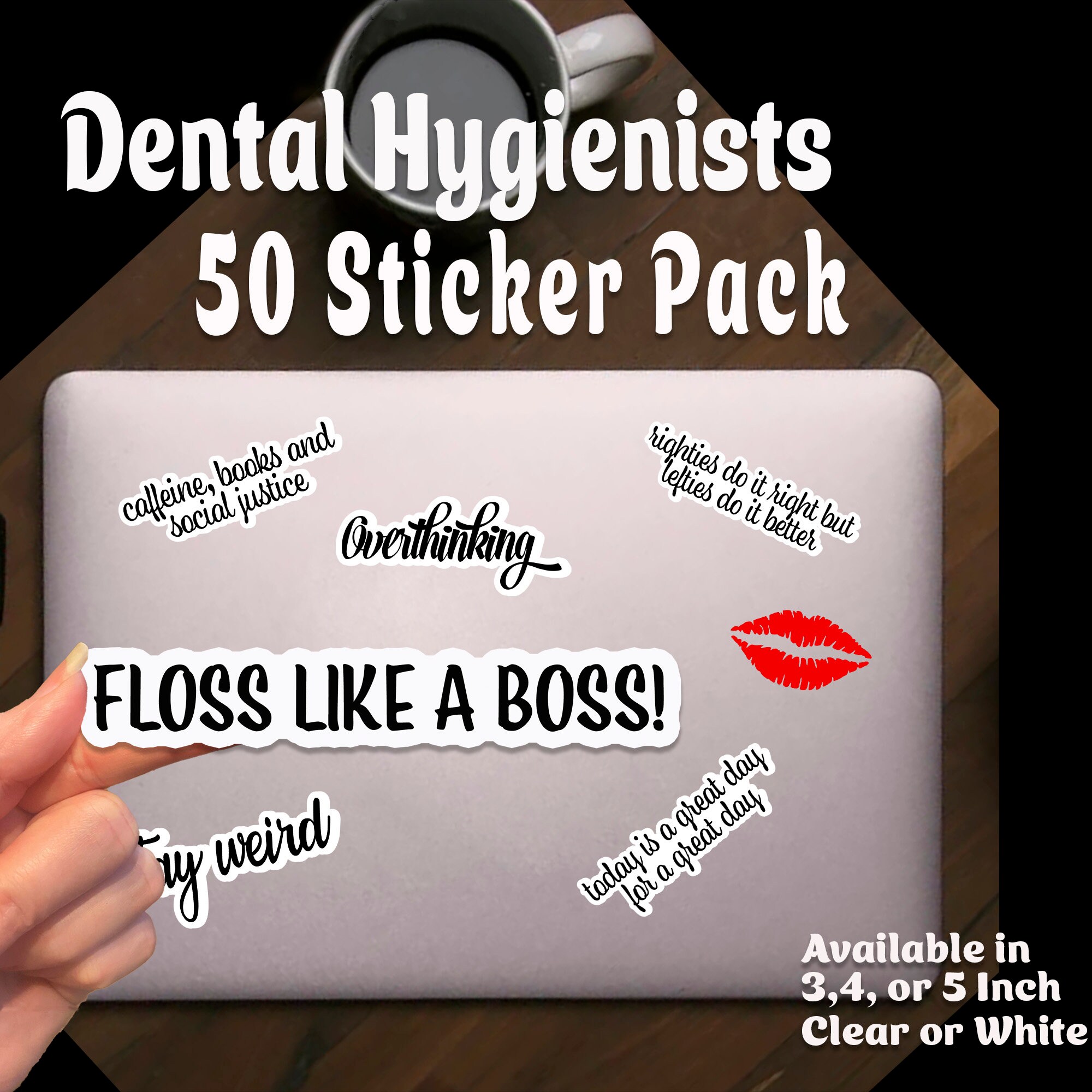 Dental Hygienist 50 Sticker Pack Decal for Tumbler, Laptop, Water ...