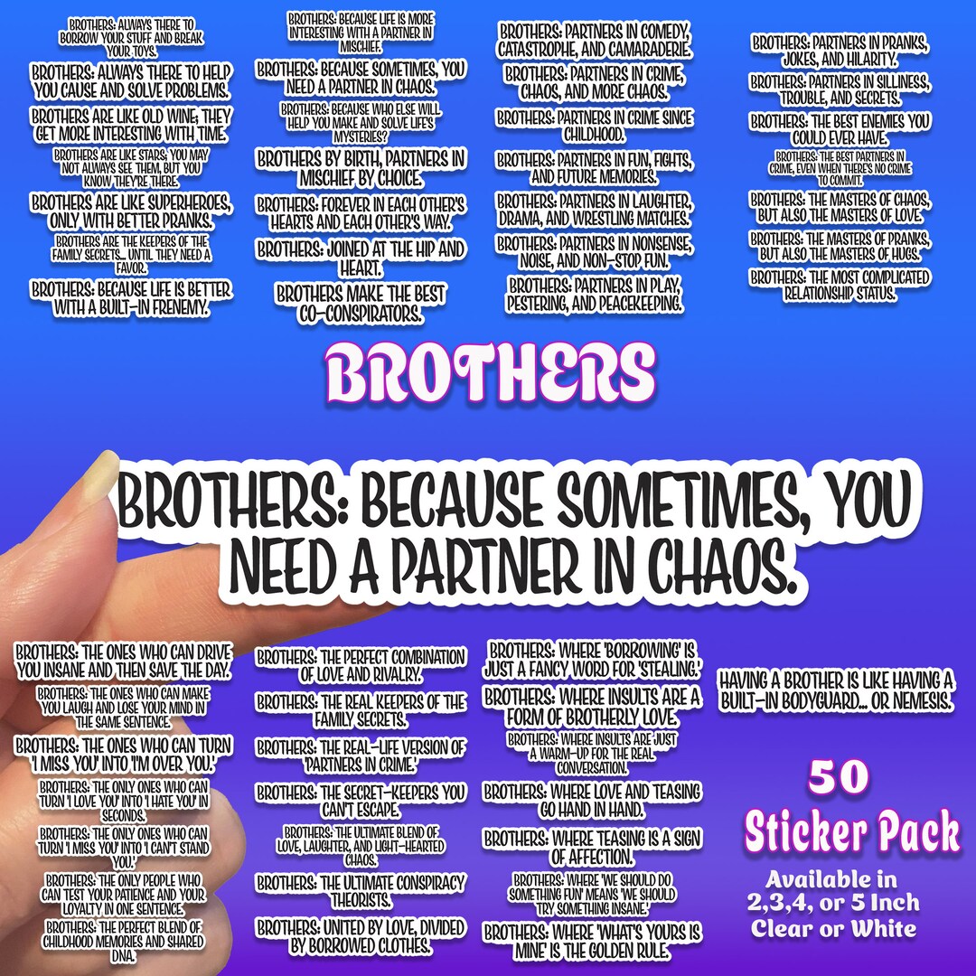 Brothers 50 Sticker Pack Text Stickers Txt Stickers Sticker Sheet ...