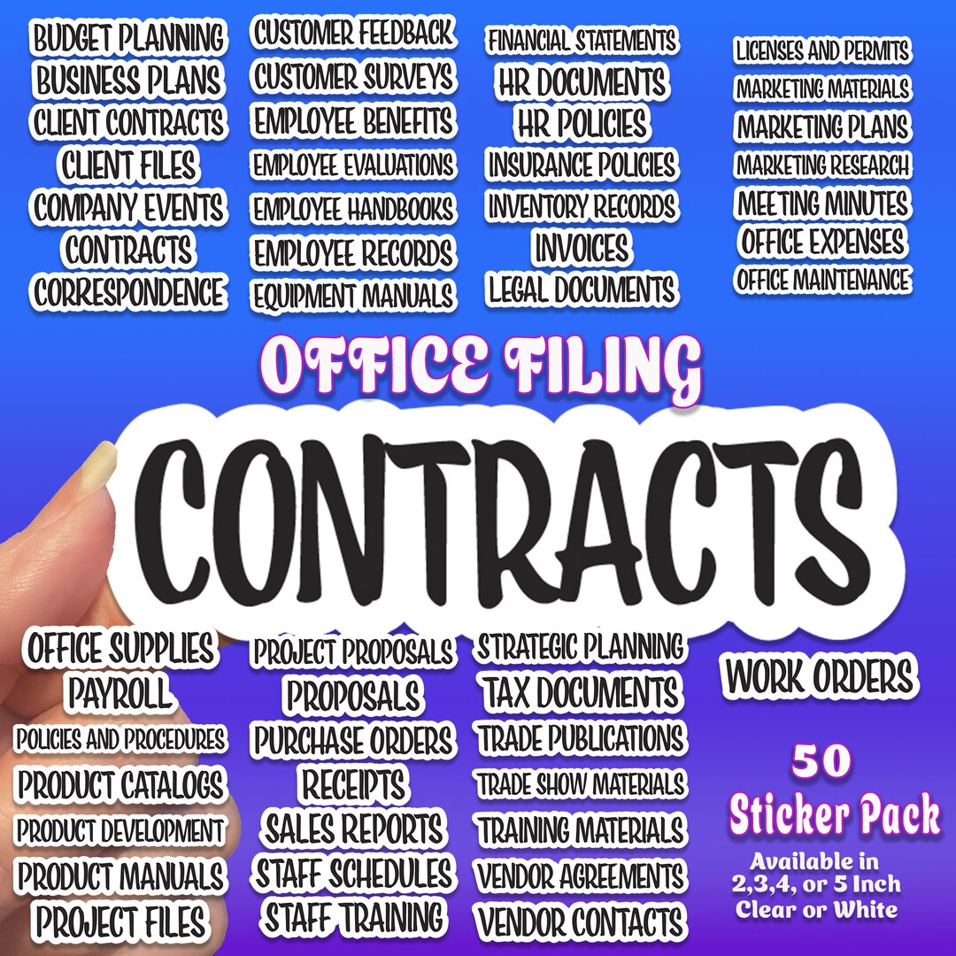 Office Filing Organizing Labels 50 Sticker Pack Vision Board Sticker ...