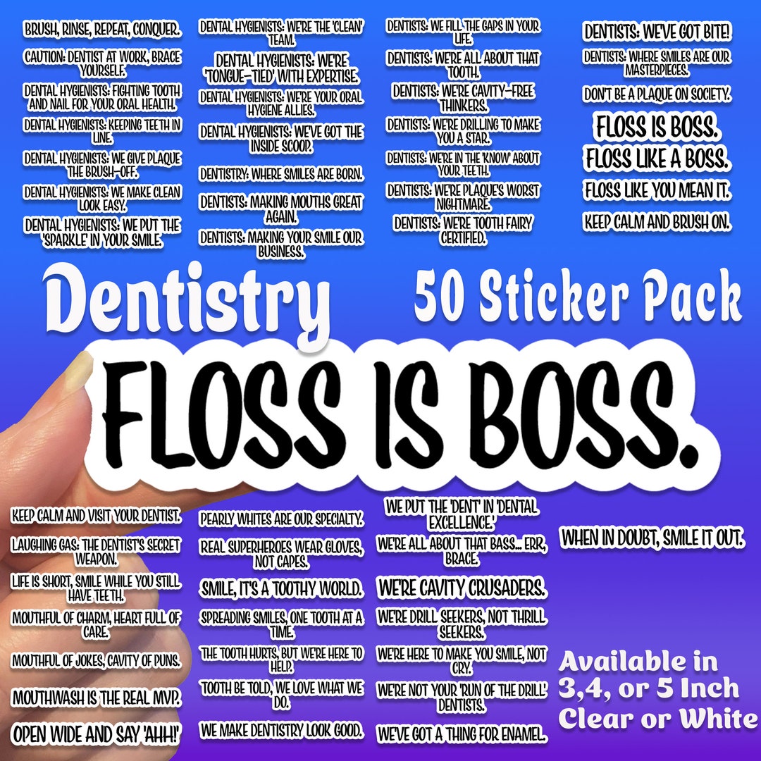 Dentist 50 Sticker Pack Decal for Tumbler, Laptop, Luggage Stickers ...