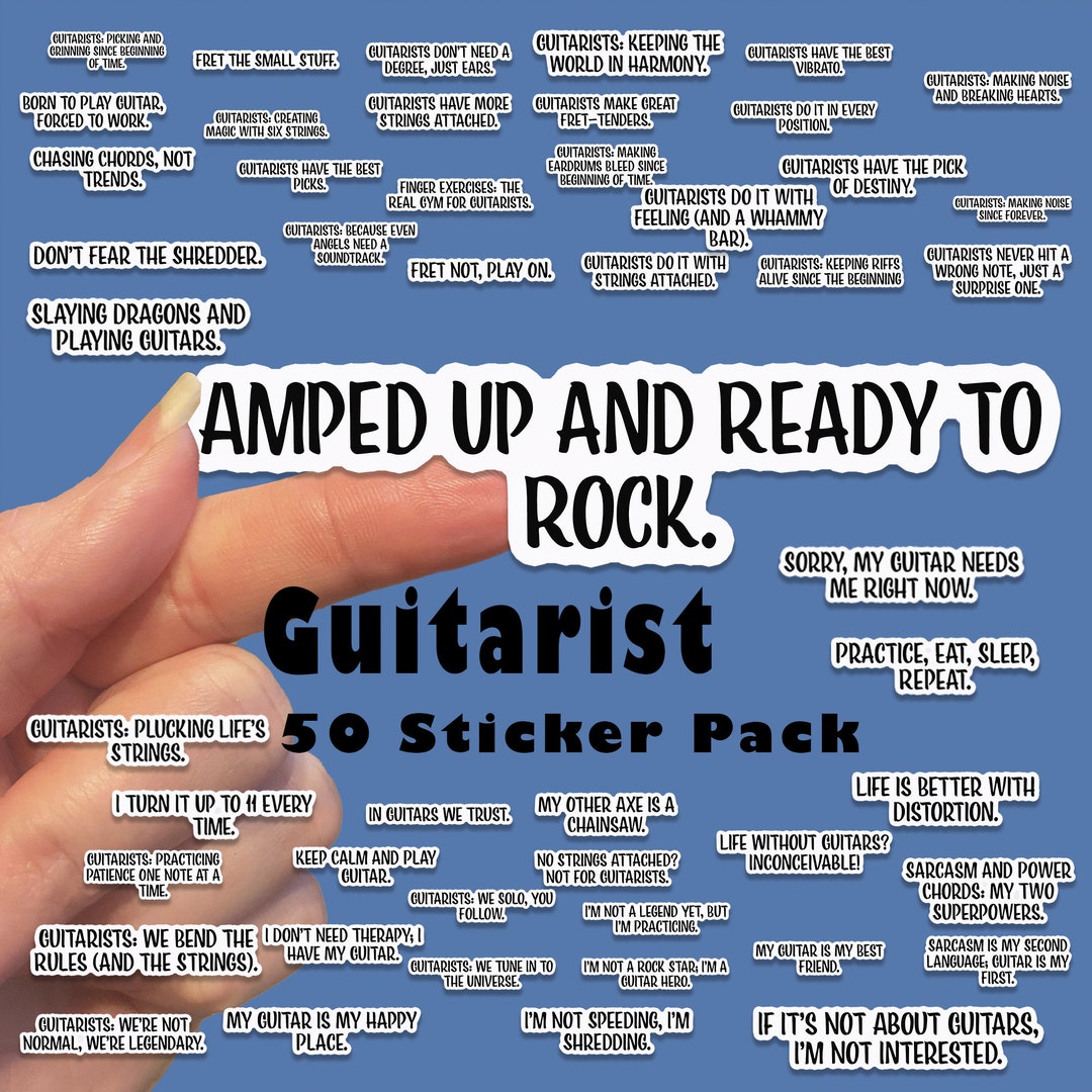 Guitarist Musician 50 Sticker Pack Decal for Tumbler, Laptop, Water ...
