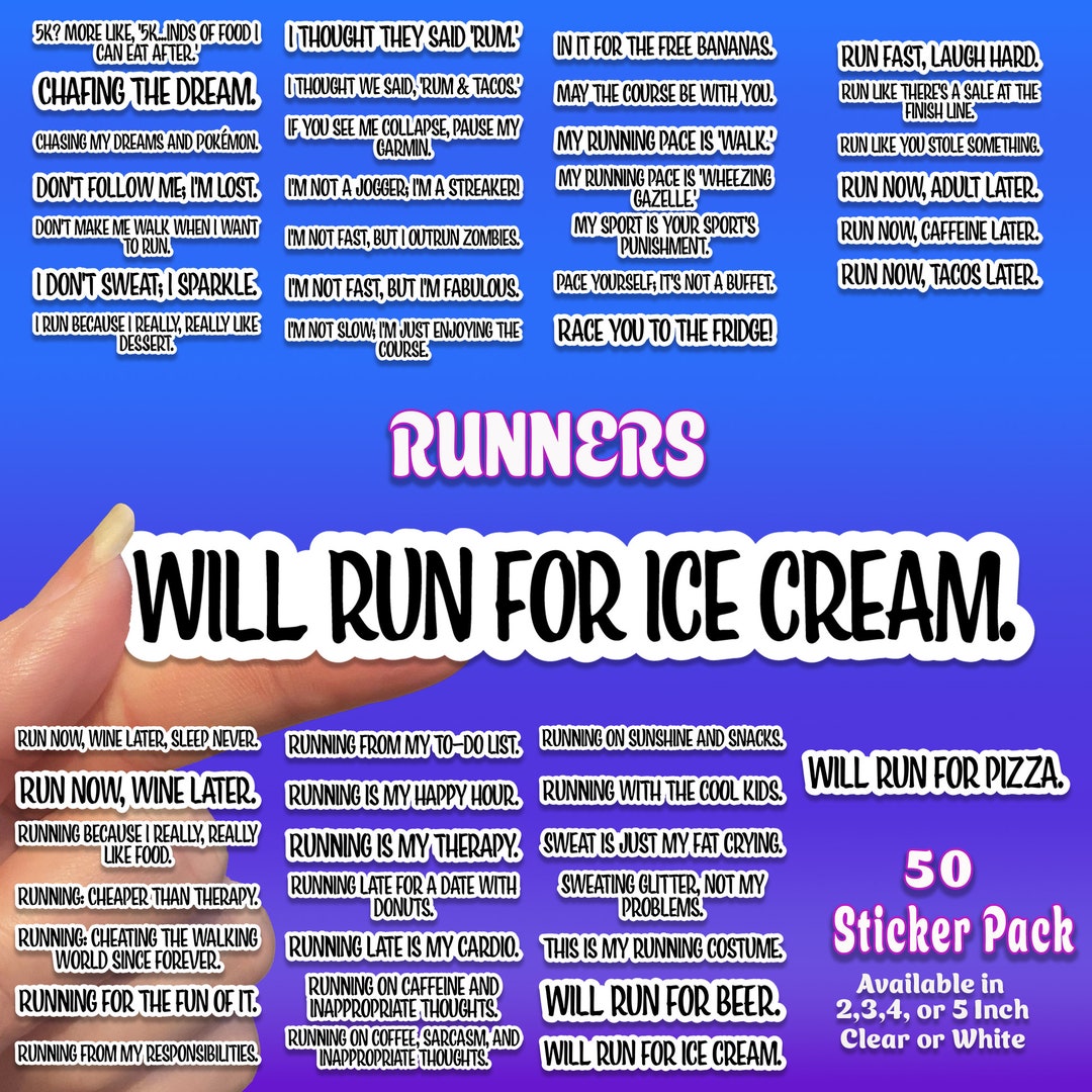 Runner 50 Sticker Pack Text Stickers Sticker Sheet Txt Stickers Funny ...