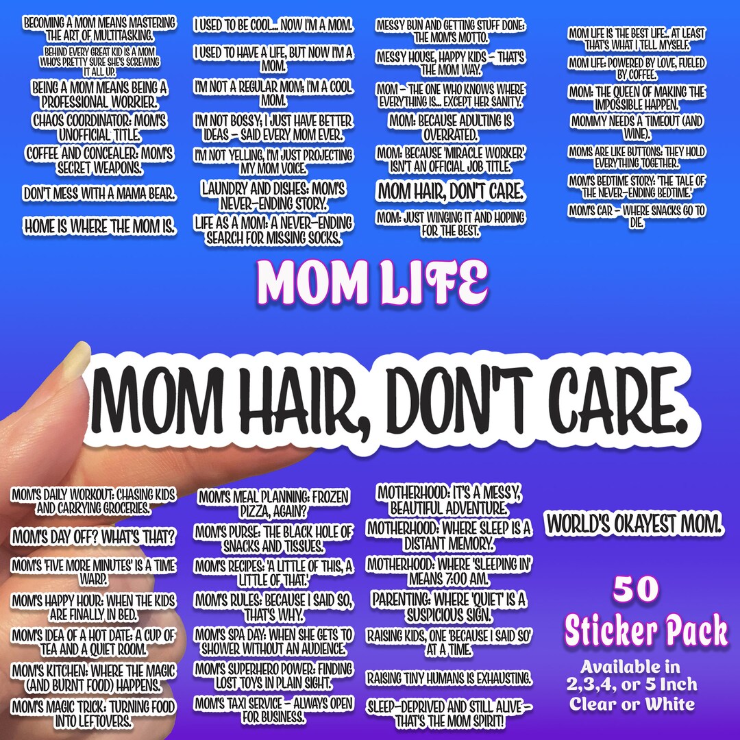 Mom Life 50 Sticker Pack Text Stickers Txt Stickers Sticker Sheet ...