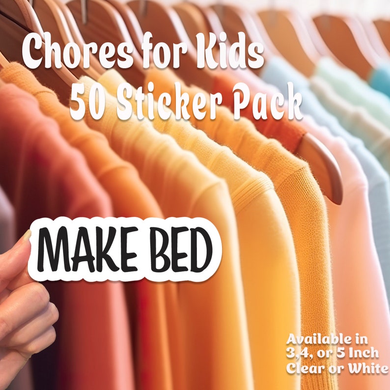 Chores for Kids Labels 50 Sticker Pack Cleaning Stickers Sticker Sheet ...