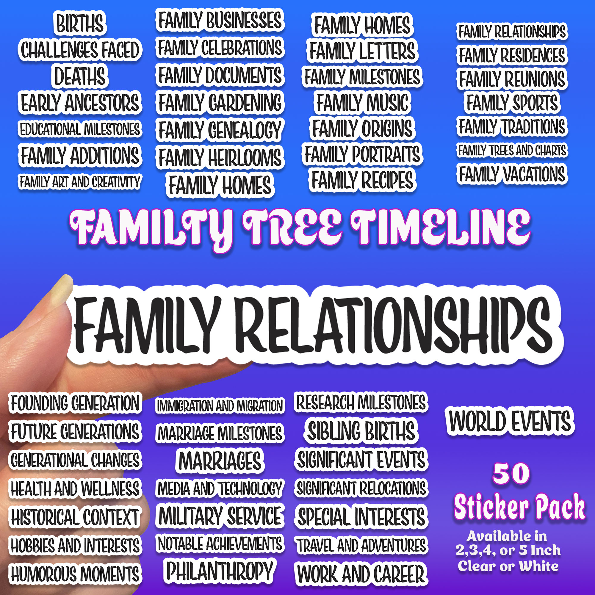 Family Tree Organizing Labels 50 Sticker Pack Vision Board Sticker ...