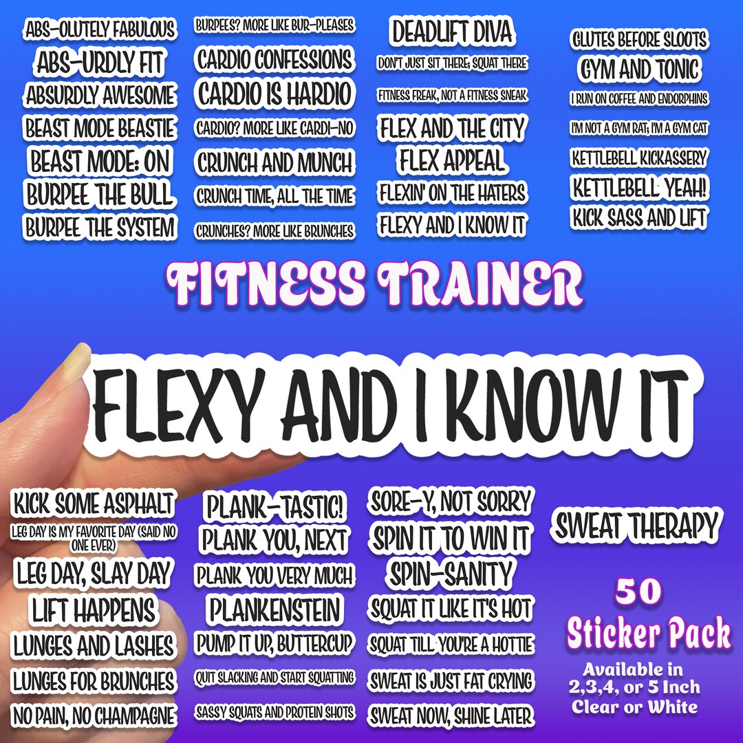 Fitness Trainer 50 Sticker Pack Text Stickers Txt Stickers Sticker ...