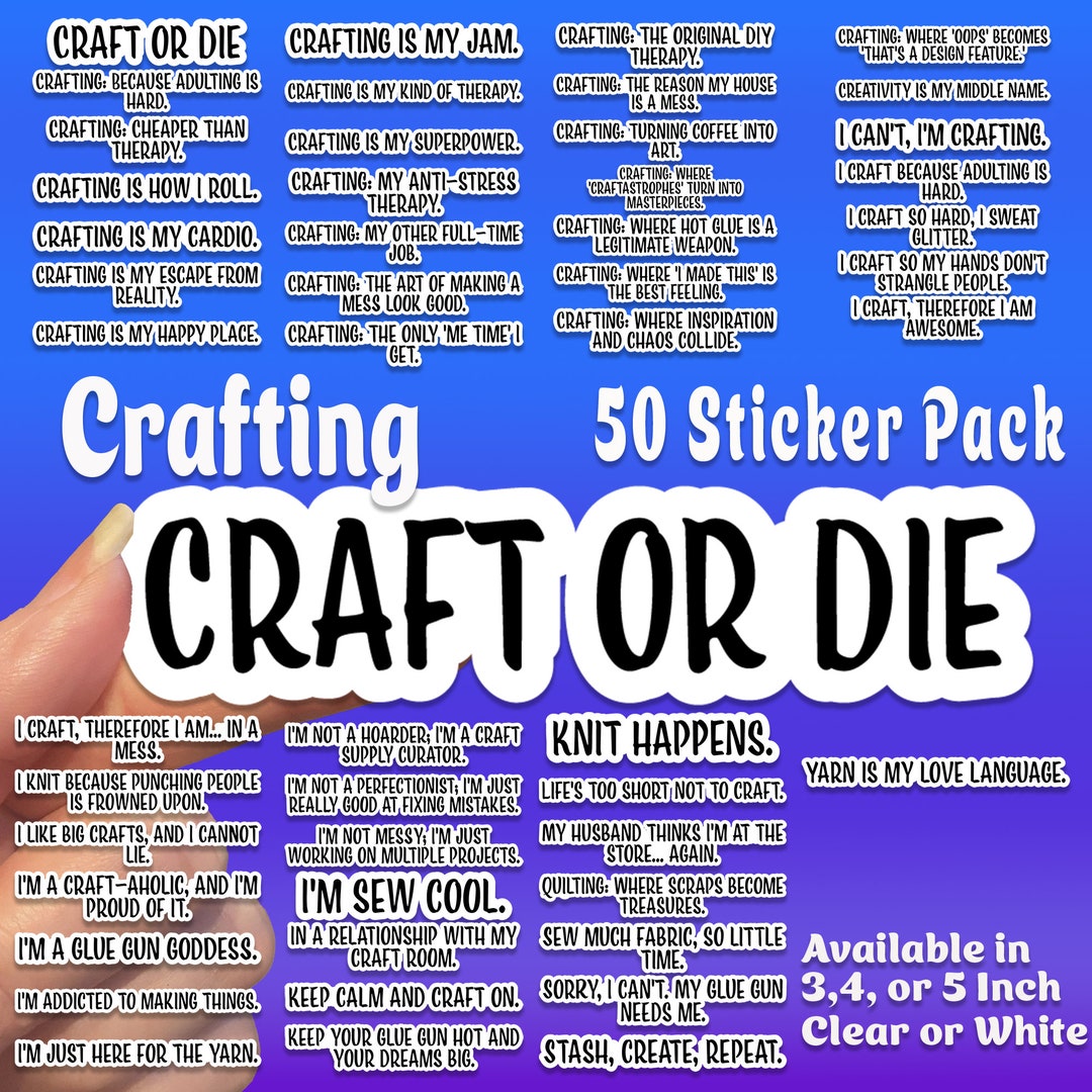 Crafter 50 Sticker Pack Decal for Tumbler, Laptop, Water-bottle, Hydro ...