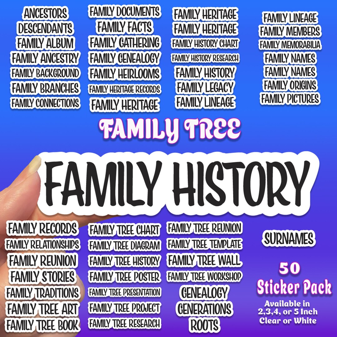 Family Tree Organizing Labels 50 Sticker Pack Vision Board Sticker ...