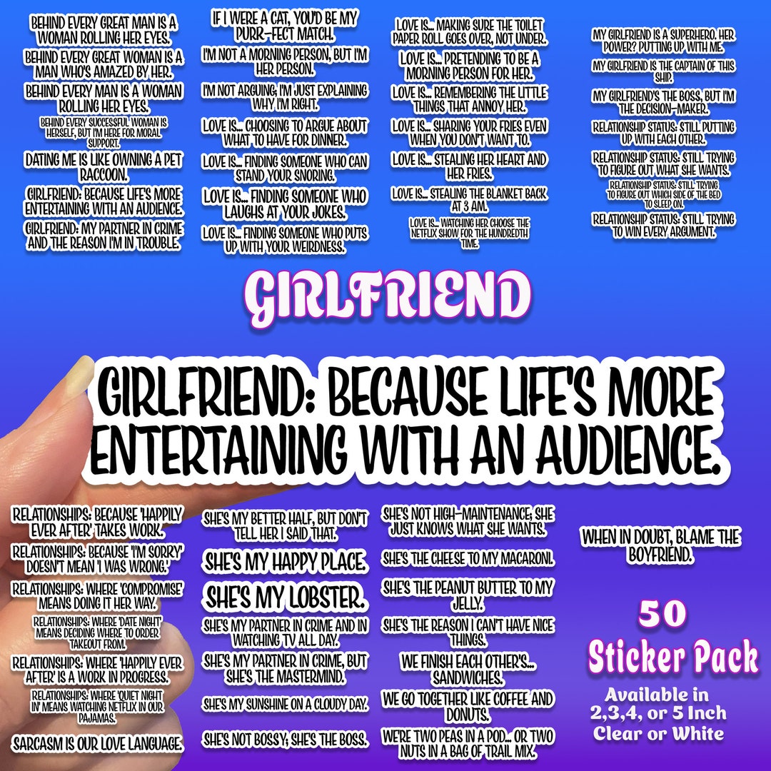 Girlfriend 50 Sticker Pack Text Stickers Sticker Sheet Txt Stickers ...