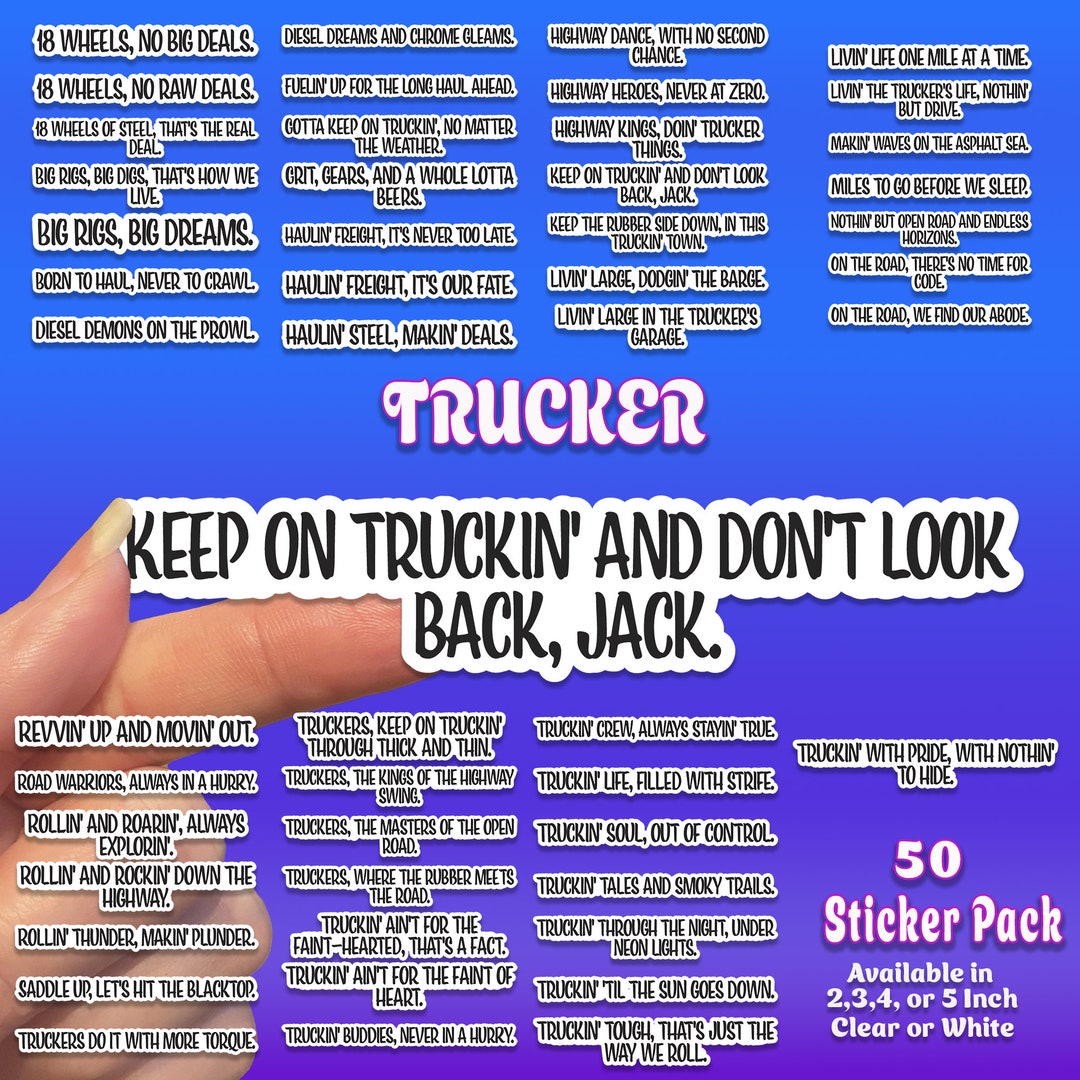 Trucker Truck Driver 50 Sticker Pack Text Stickers Txt Stickers Sticker ...