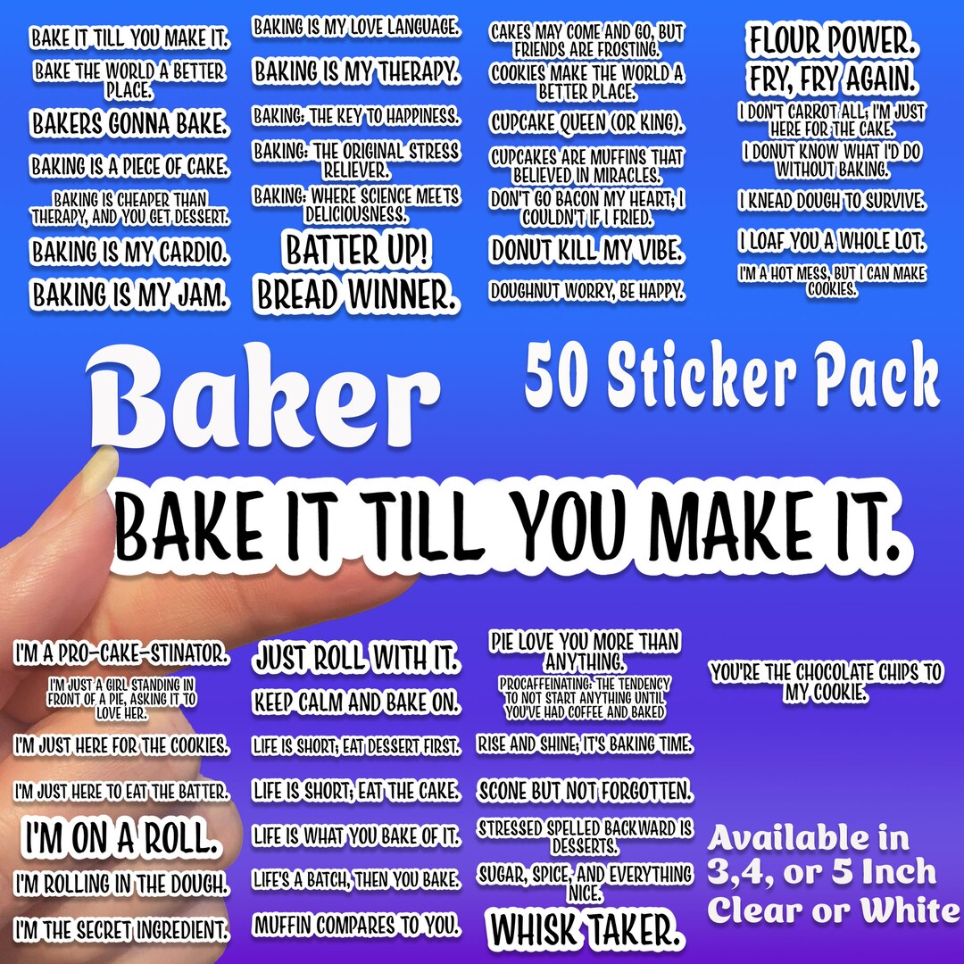 Baker 50 Sticker Pack Decal for Tumbler, Laptop, Water-bottle, Hydro ...