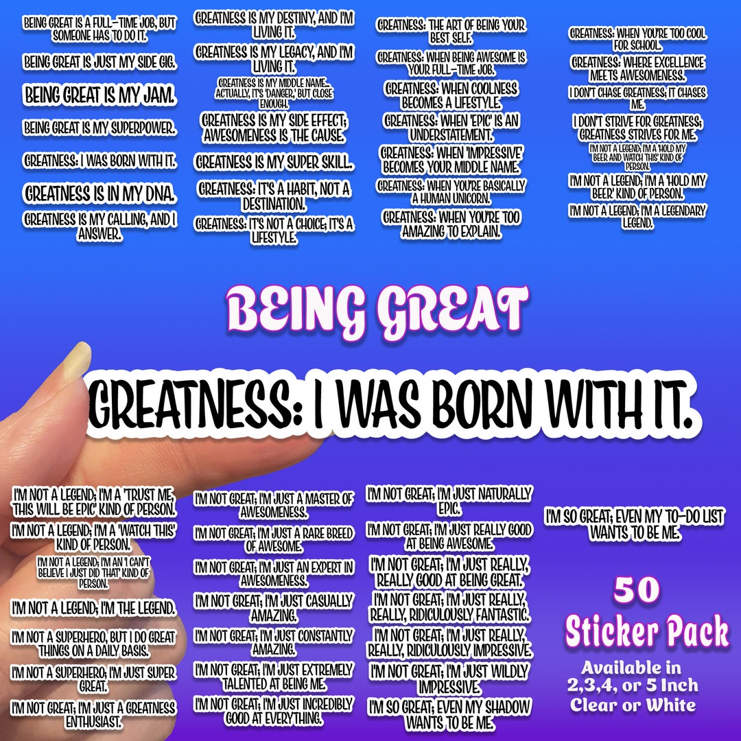 Be Great 50 Sticker Pack Text Stickers Sticker Sheet Txt Stickers Funny ...