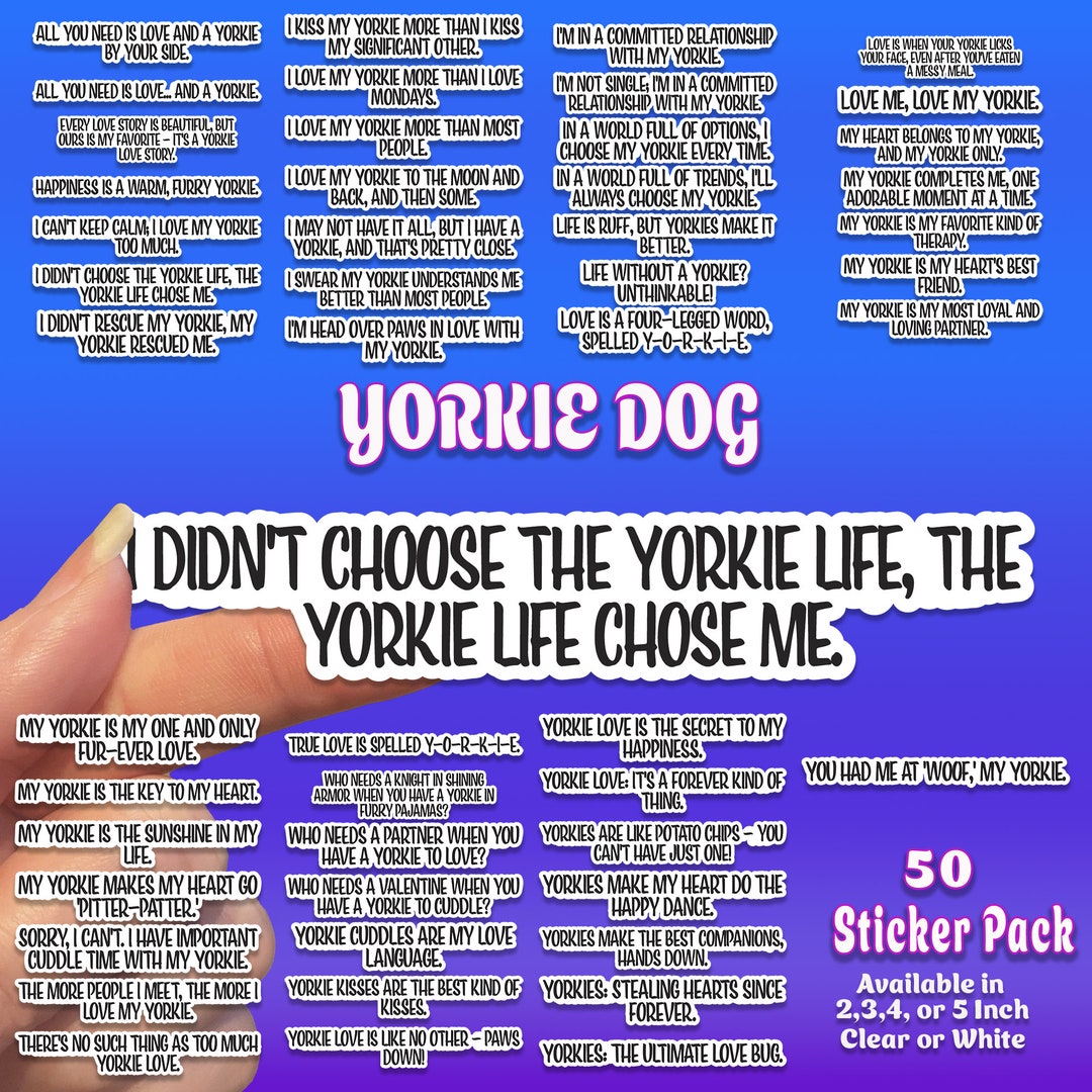 Yorkie Dog 50 Sticker Pack Text Stickers Txt Stickers Sticker Sheet ...