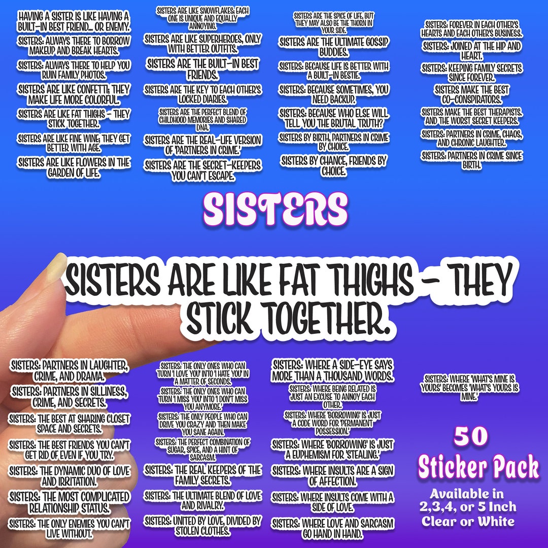 Sisters 50 Sticker Pack Text Stickers Txt Stickers Sticker Sheet ...