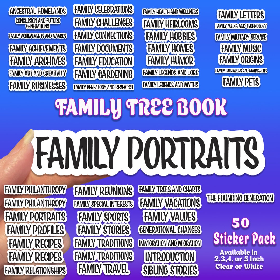 Family Tree Organizing Labels 50 Sticker Pack Vision Board Sticker ...
