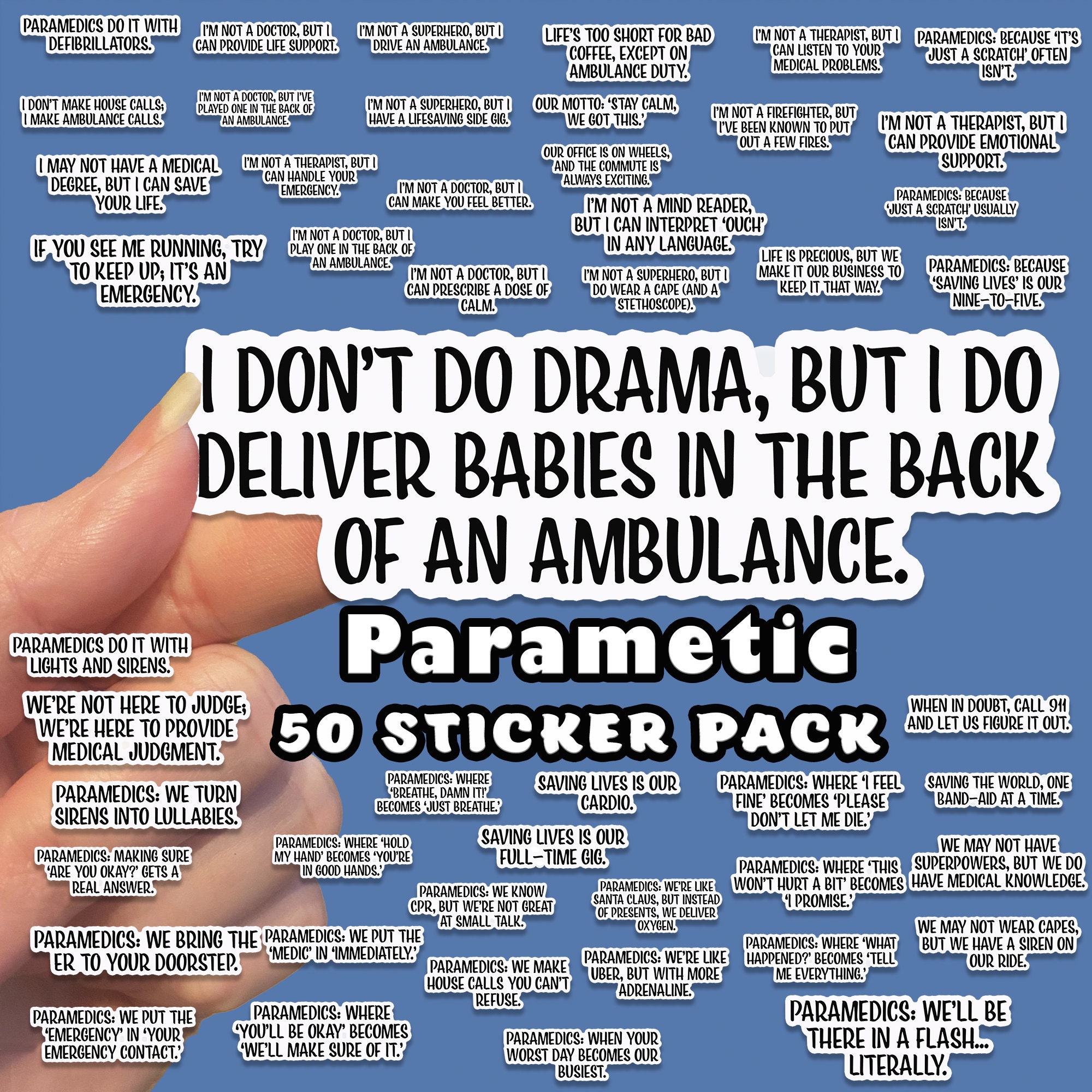 Paramedic 50 Sticker Pack Decal for Tumbler, Laptop, Water-bottle ...