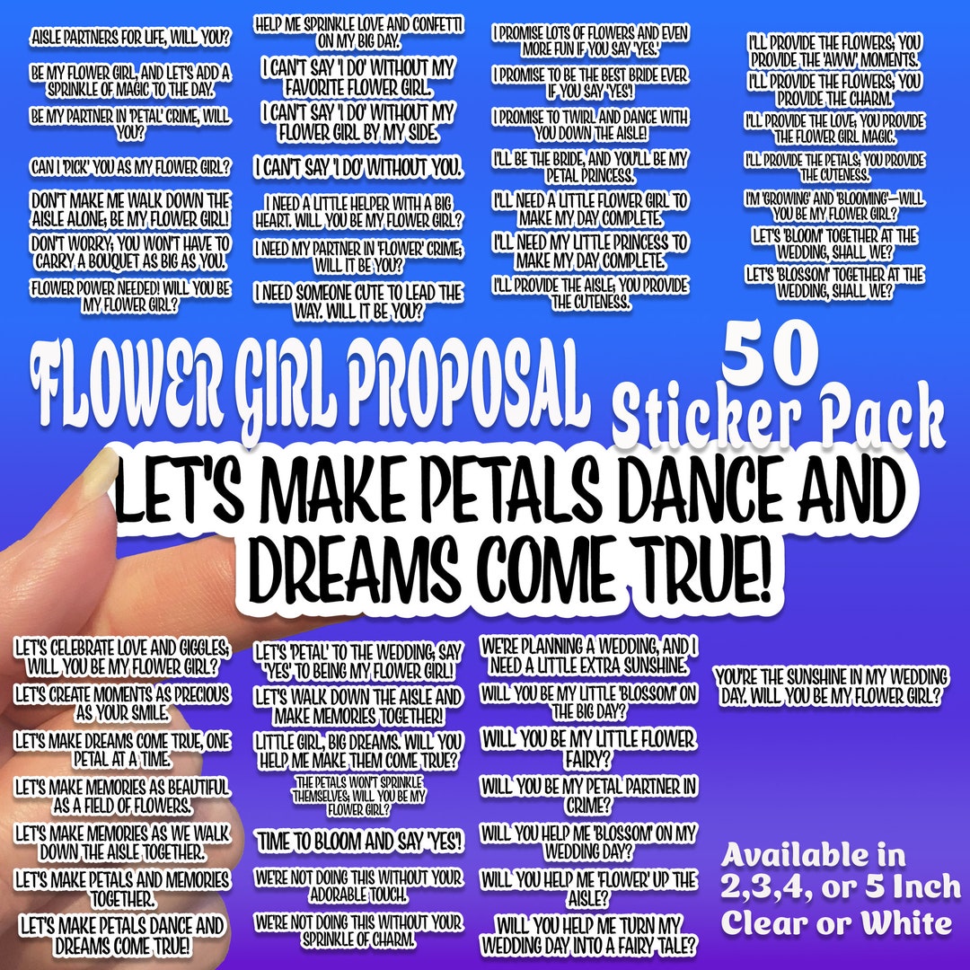 Flower Girl Flower Girl Proposal, Sticker Sheet, Suitcase Stickers, Txt ...