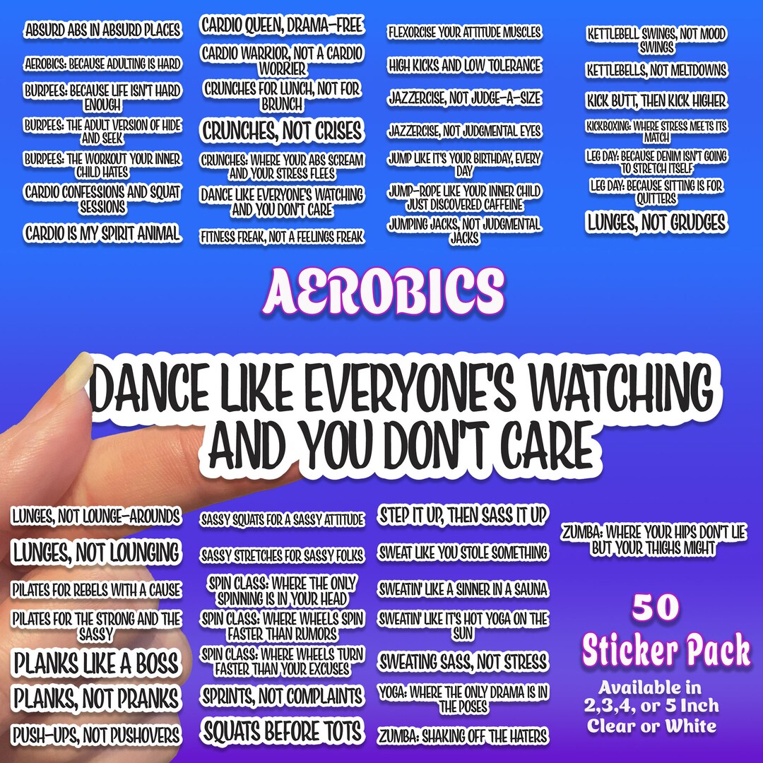 Aerobics 50 Sticker Pack Text Stickers Txt Stickers Sticker Sheet ...