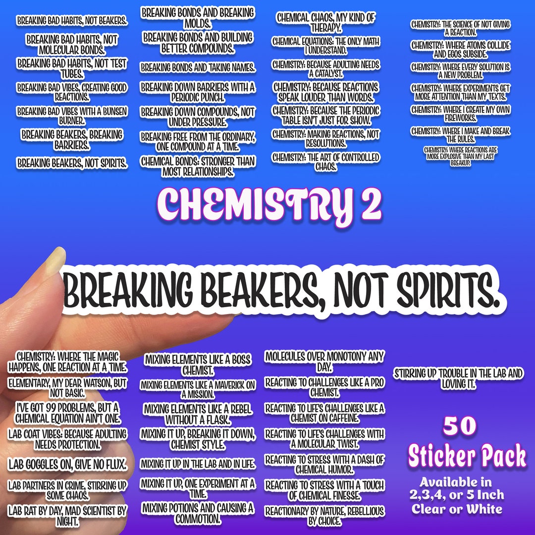 Chemistry 50 Sticker Pack Text Stickers Txt Stickers Sticker Sheet ...