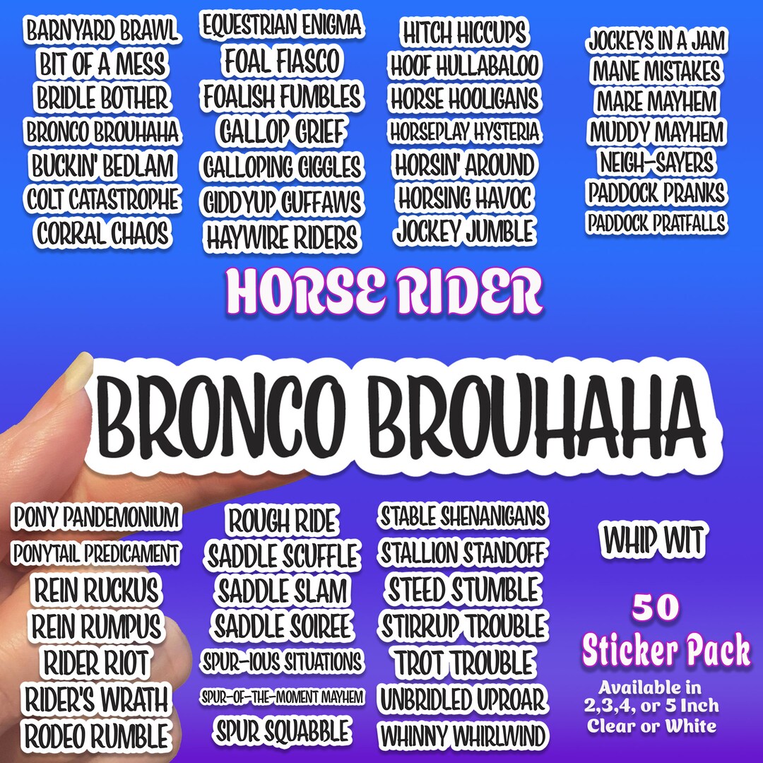Horse Rider 50 Sticker Pack Text Stickers Txt Stickers Sticker Sheets ...