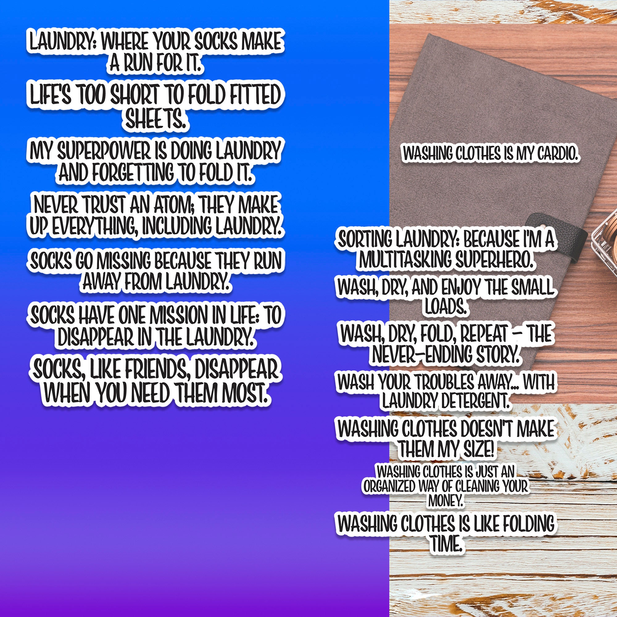 Laundry 50 Sticker Pack Cleaning Stickers Sticker Sheet Text Stickers ...