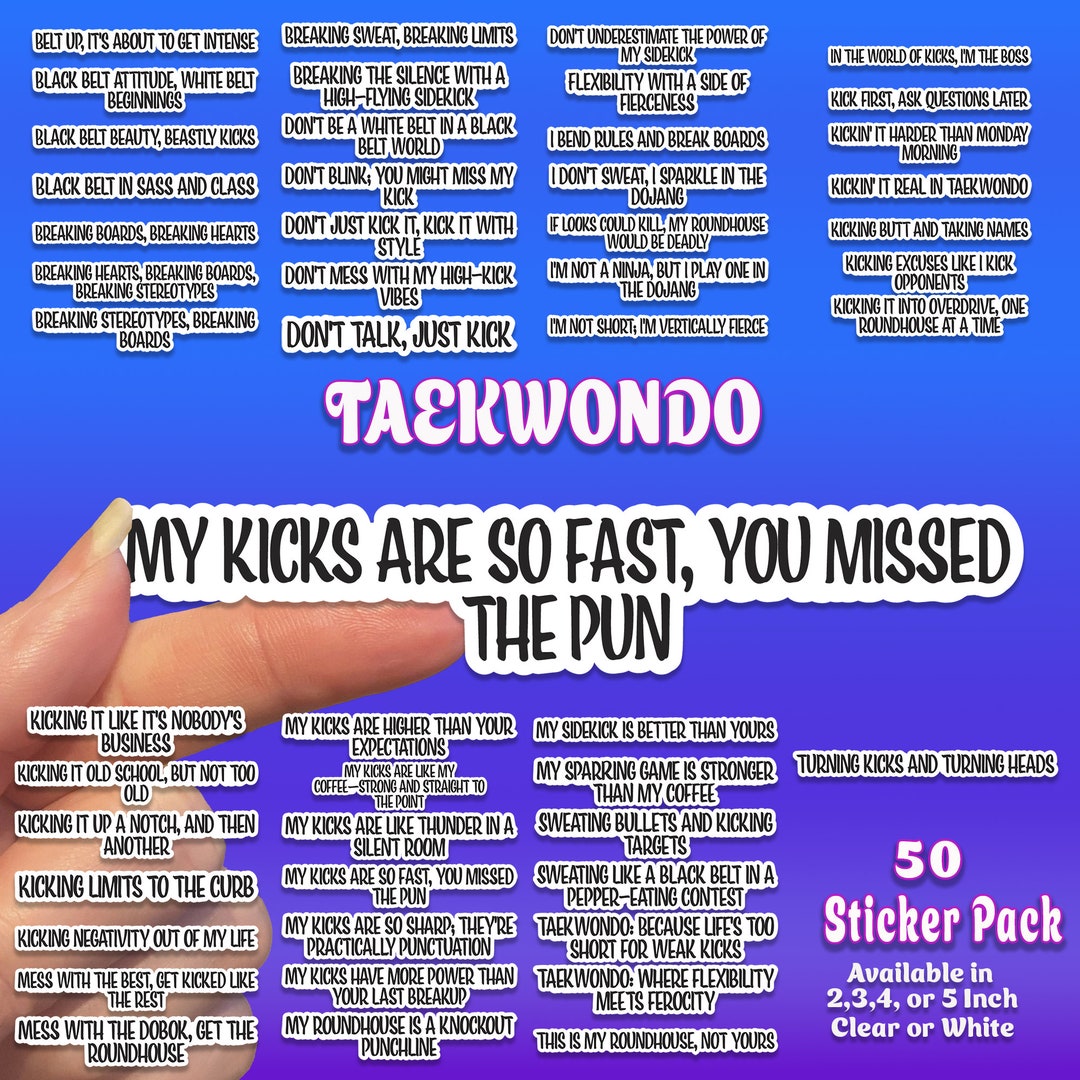 Taekwondo 50 Sticker Pack Text Stickers Txt Stickers Sticker Sheet ...
