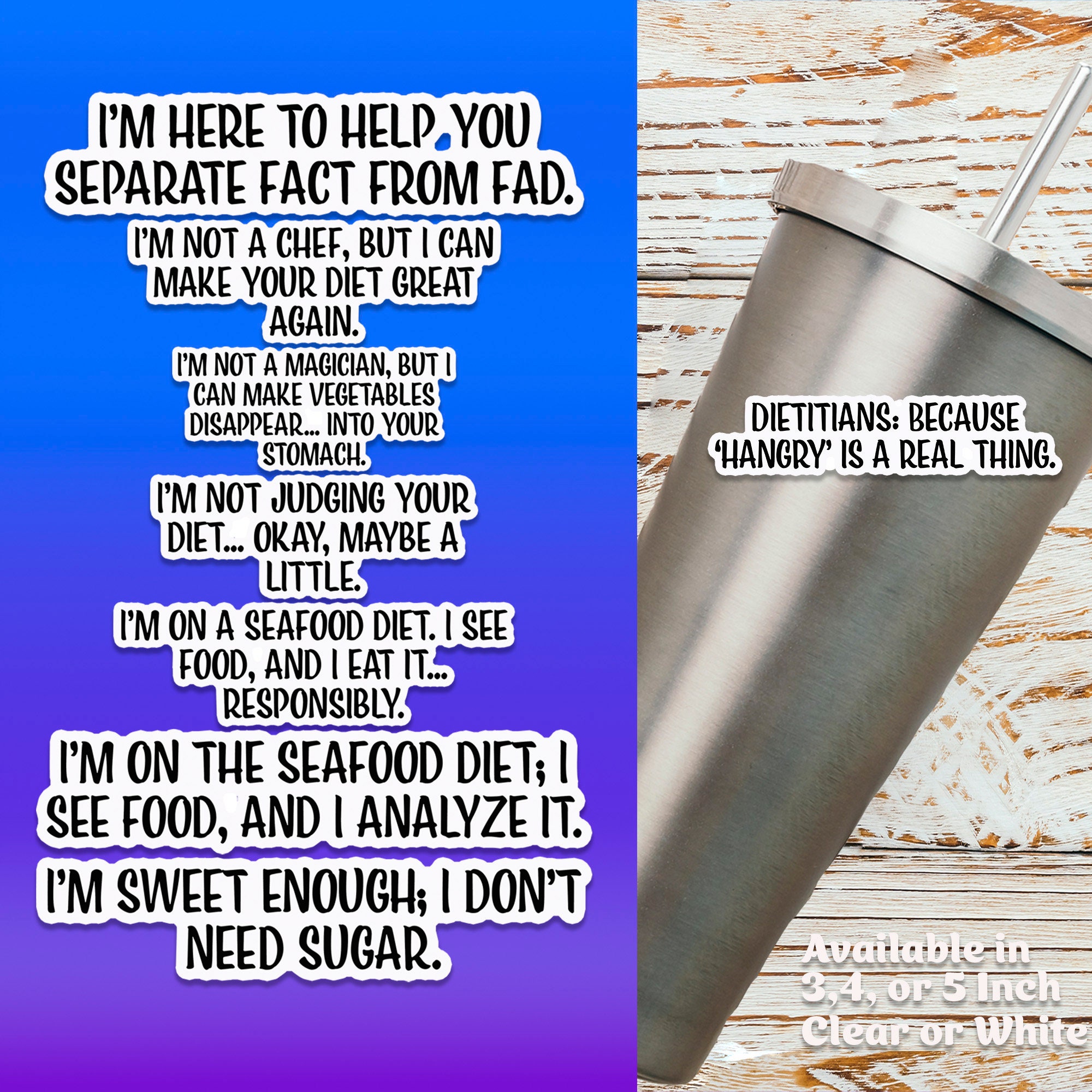 Nutritionist Dietitian 50 Sticker Pack Decal for Tumbler, Laptop, Water ...