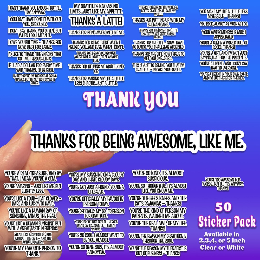 Thank You 50 Sticker Pack Text Stickers Txt Stickers Sticker Sheet ...