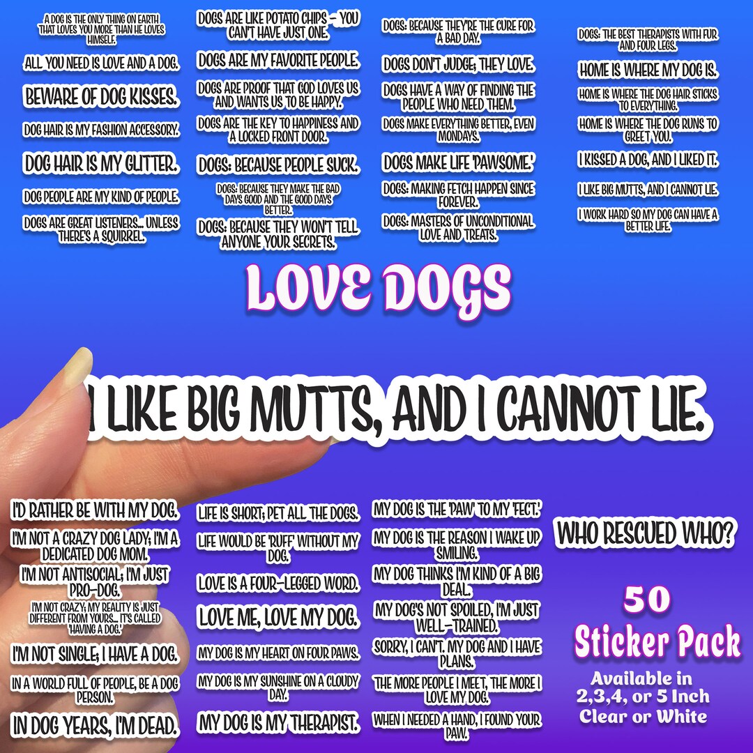 Love Dogs 50 Sticker Pack Text Stickers Txt Stickers Sticker Sheet ...