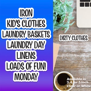 Laundry Room Organizing Labels 50 Sticker Pack Cleaning Organize ...